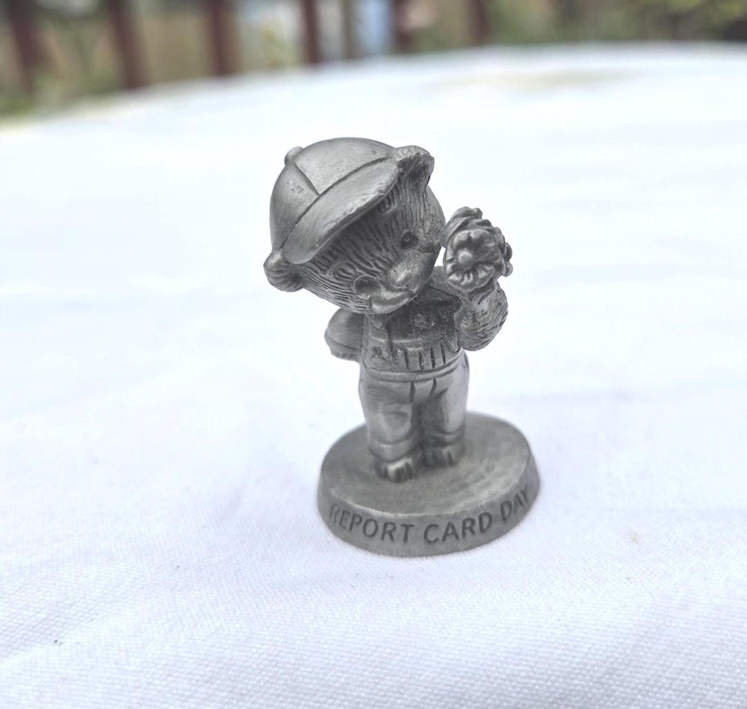 Vintage Avon Fine Pewter Bear Figurine Report Card Day - Etsy
