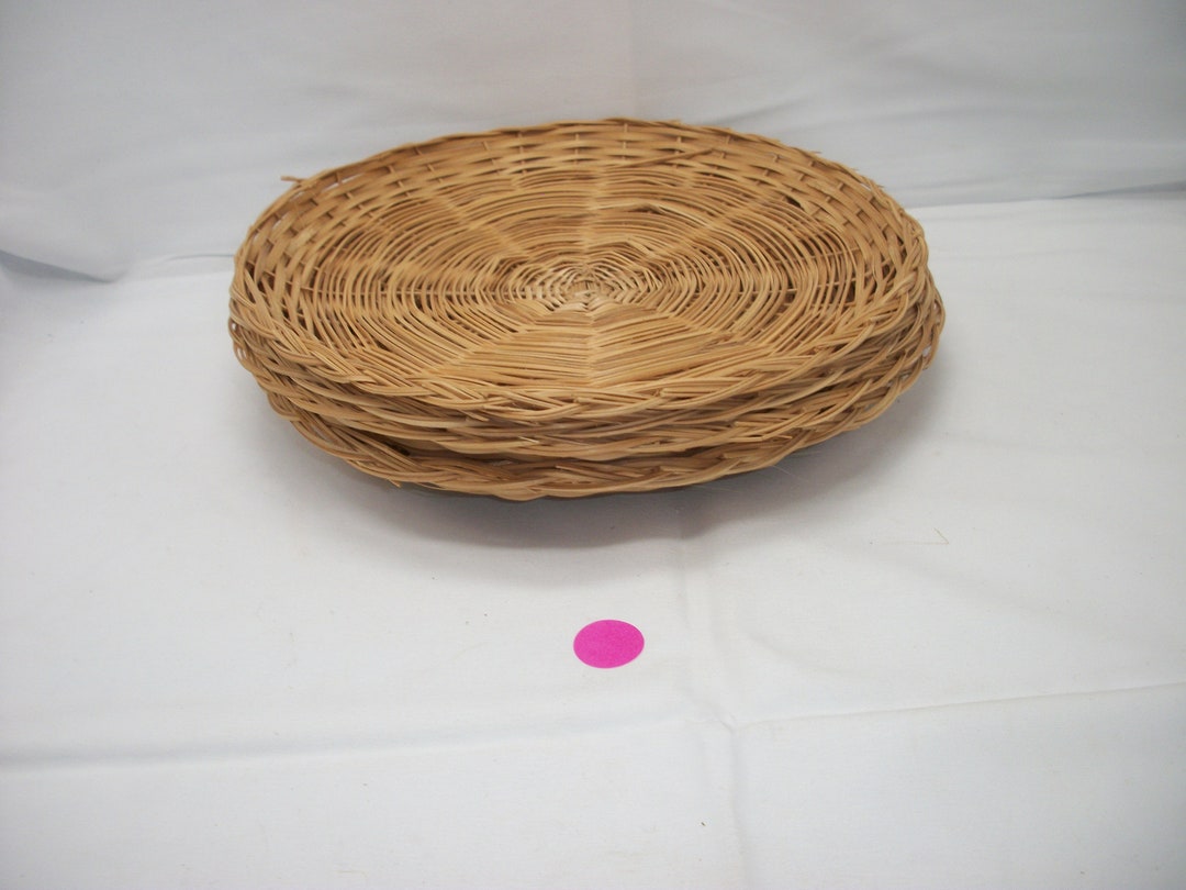 Vintage Set of 4 Wicker Bamboo Woven Paper Plate Holders for Potluck ...