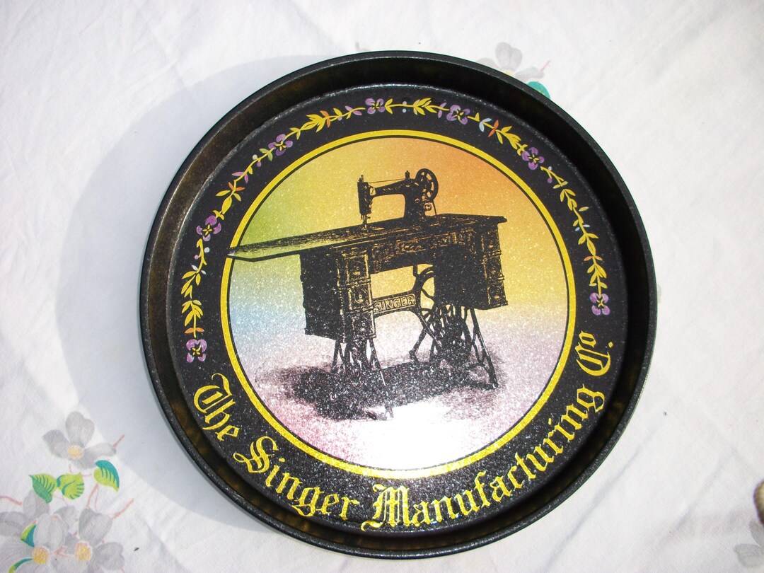 Vintage Metal Singer Sewing Machine Tray Advertising the Singer Sewing ...
