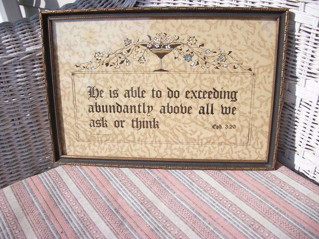 Vintage Antique Bible Verse Religious Eph. 3:20 Carved Wood Frame ...