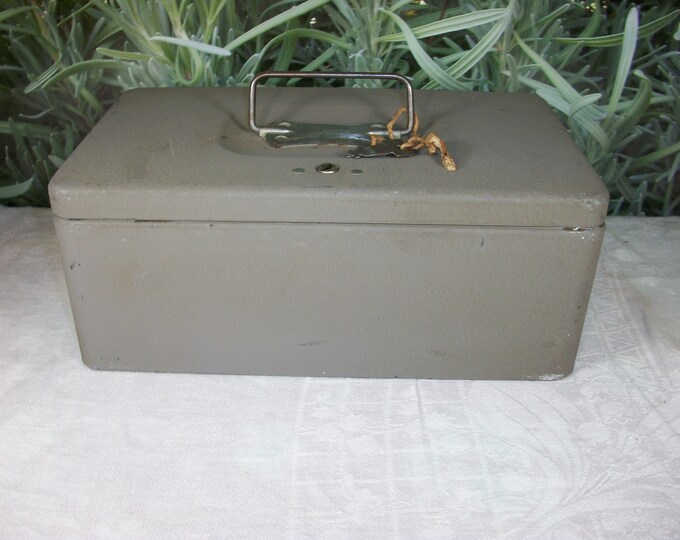 Vintage Midcentury Swanco Metal Lock Box With Key Gray Industrial ...