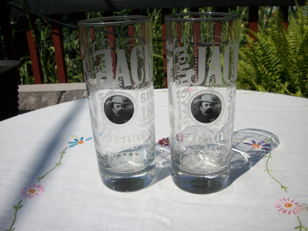 Vintage Jack Daniels Whiskey Portrait Clear Etched Glass Set of 2 - Etsy