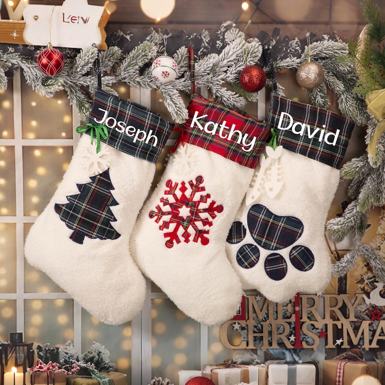 Personalized Paw Christmas Stocking, Pet Stockings, Christmas Candy ...