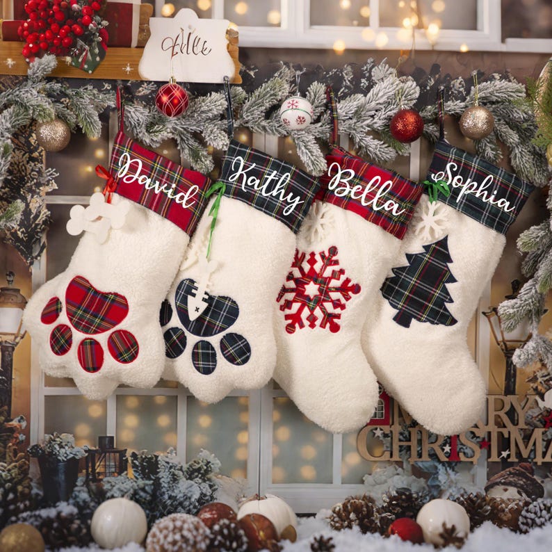 Personalized Paw Christmas Stocking, Pet Stockings, Christmas Candy ...
