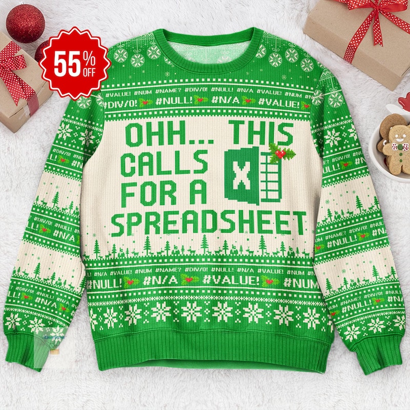 Excel Sheet Ugly Christmas Sweater Etsy