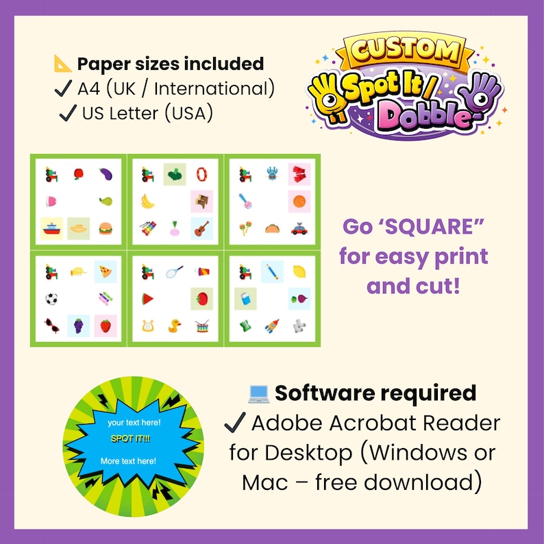 Custom Spot It/dobble Game | Personalized Matching Card (printable PDF ...