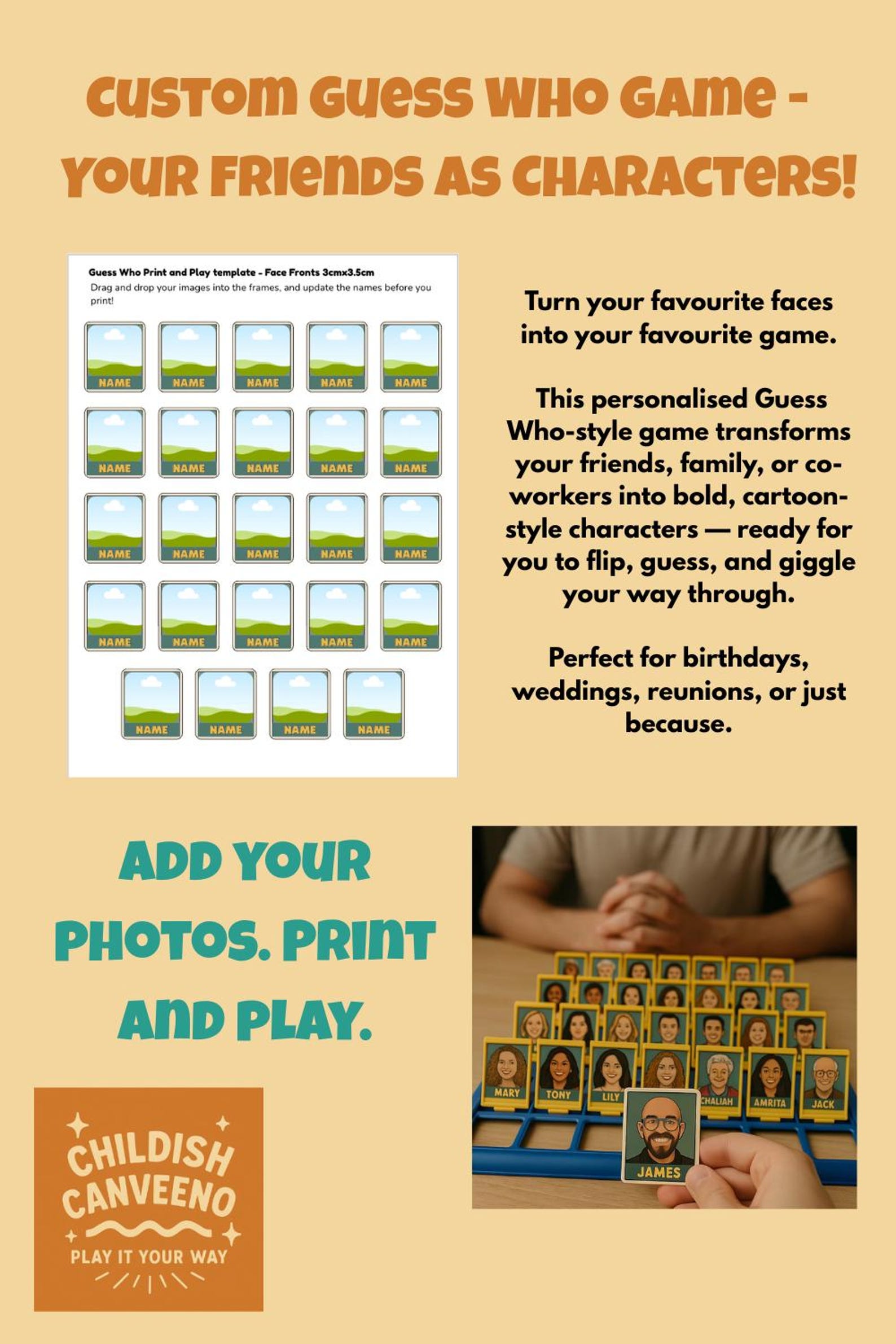 Guess Who Editable Template - Make Your Own Custom Game! - Etsy