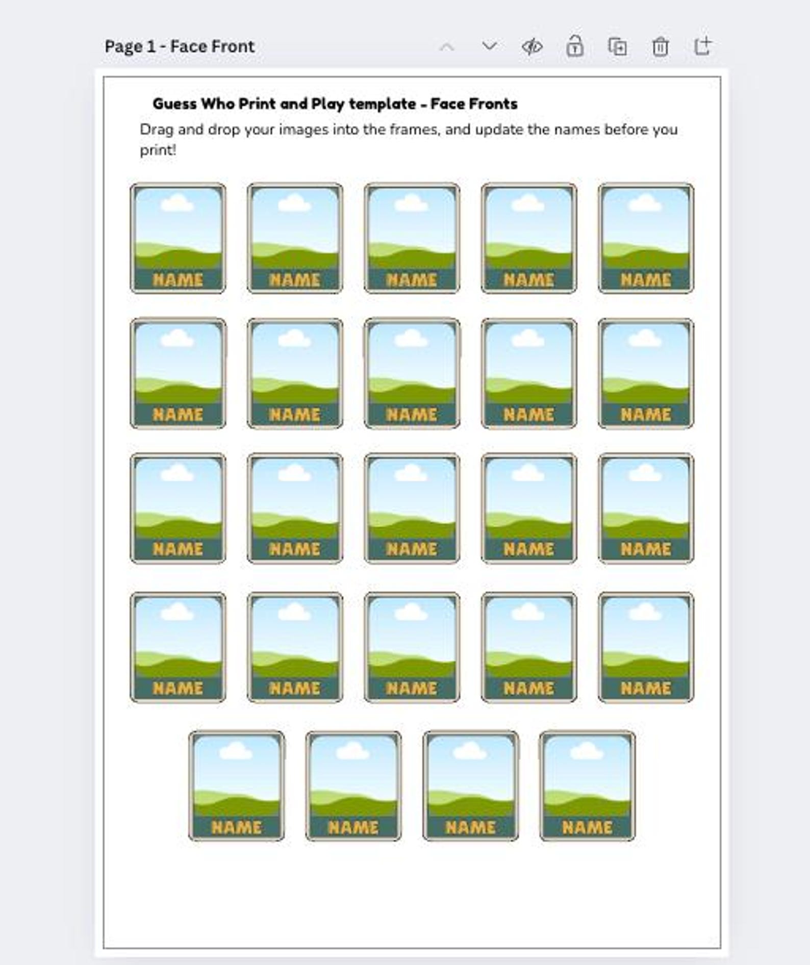 Guess Who Editable Template - Make Your Own Custom Game! - Etsy