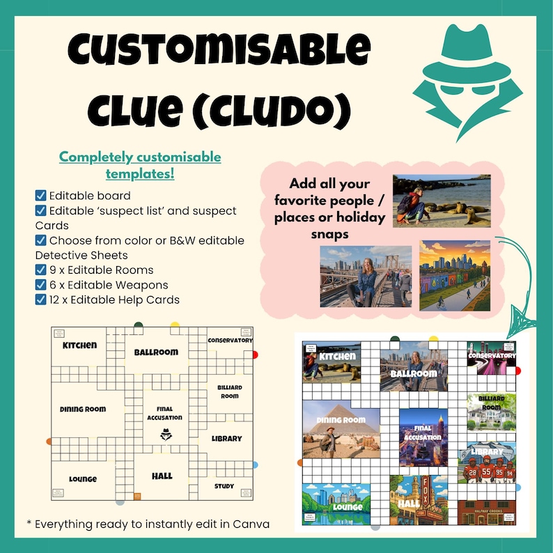 Custom Murder Mystery Board Game Templates | Personalised Detective ...