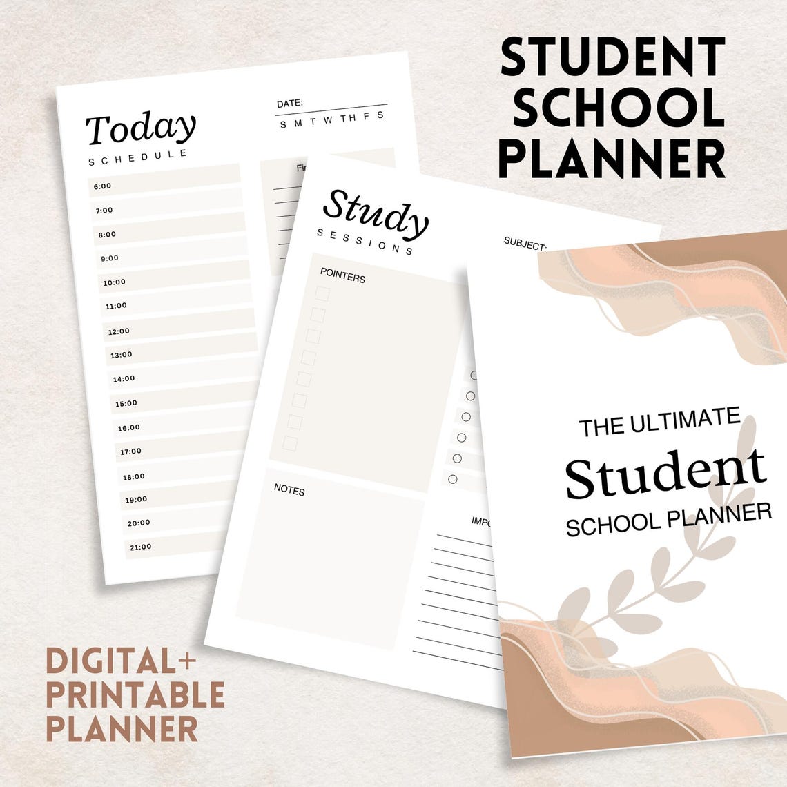 Student Planner Printable PDF | Class Schedule, Assignment Tracker ...