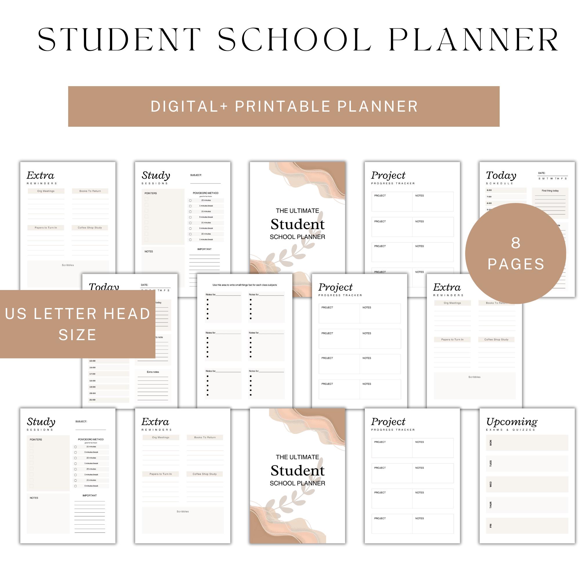 Student Planner Printable PDF | Class Schedule, Assignment Tracker ...