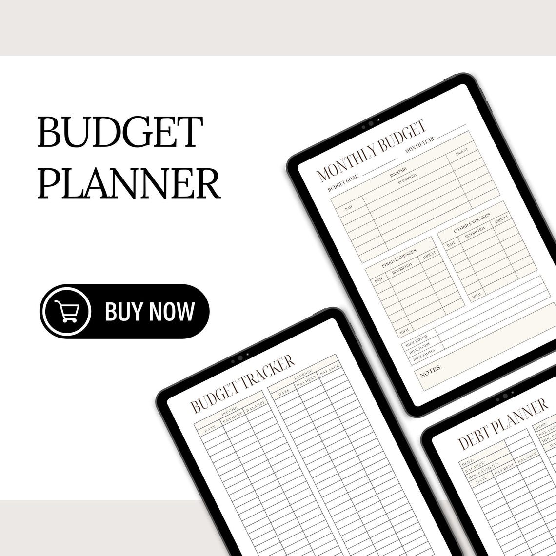 Budget Planner Printable PDF | Monthly Expense Tracker, Bill Log ...