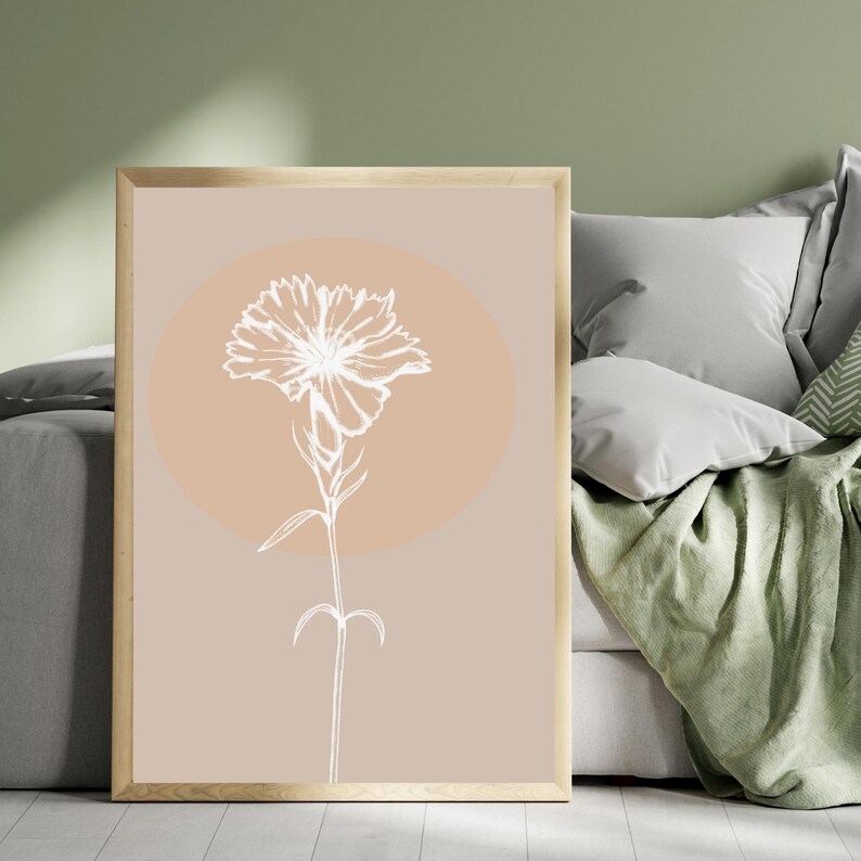 Minimalist Flower Line Art Printable | Boho Floral Wall Art | Modern ...