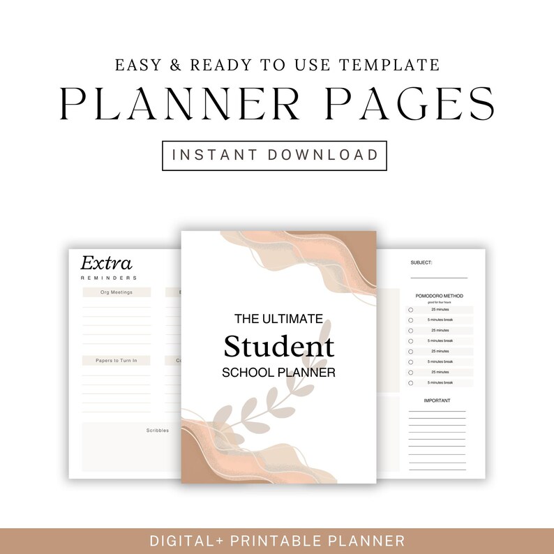 Student Planner Printable PDF | Class Schedule, Assignment Tracker ...