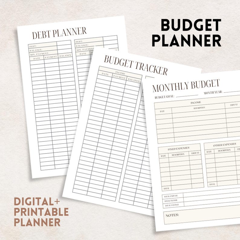 Budget Planner Printable PDF | Monthly Expense Tracker, Bill Log ...