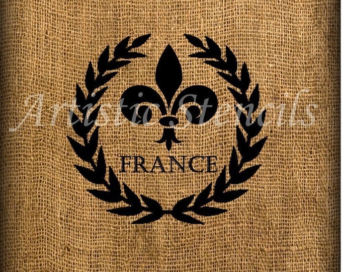 French Laurel Wreath Fleur De Lis Iron on Transfer 8.5 X 11 Digital ...