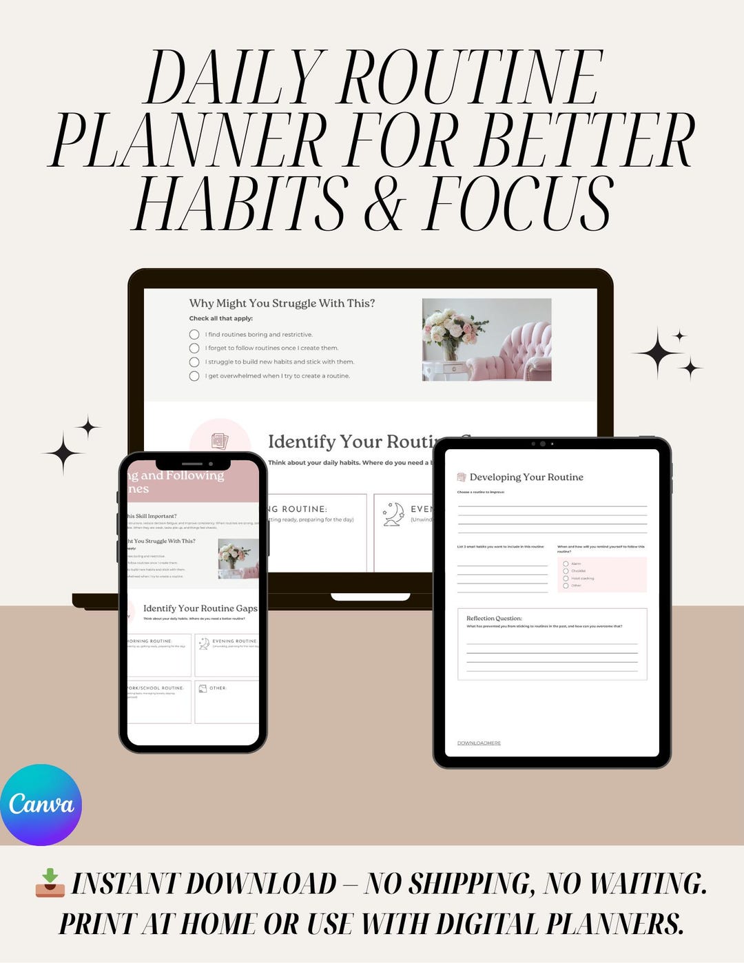Daily Routine Planner PDF – Morning & Evening Routines Worksheet ...