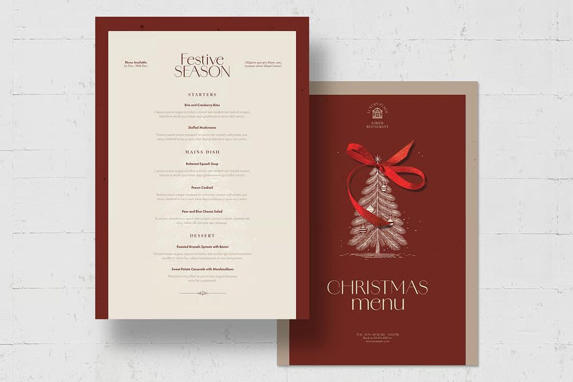 Editable Christmas Dinner Menu Template | Holiday Restaurant Menu ...