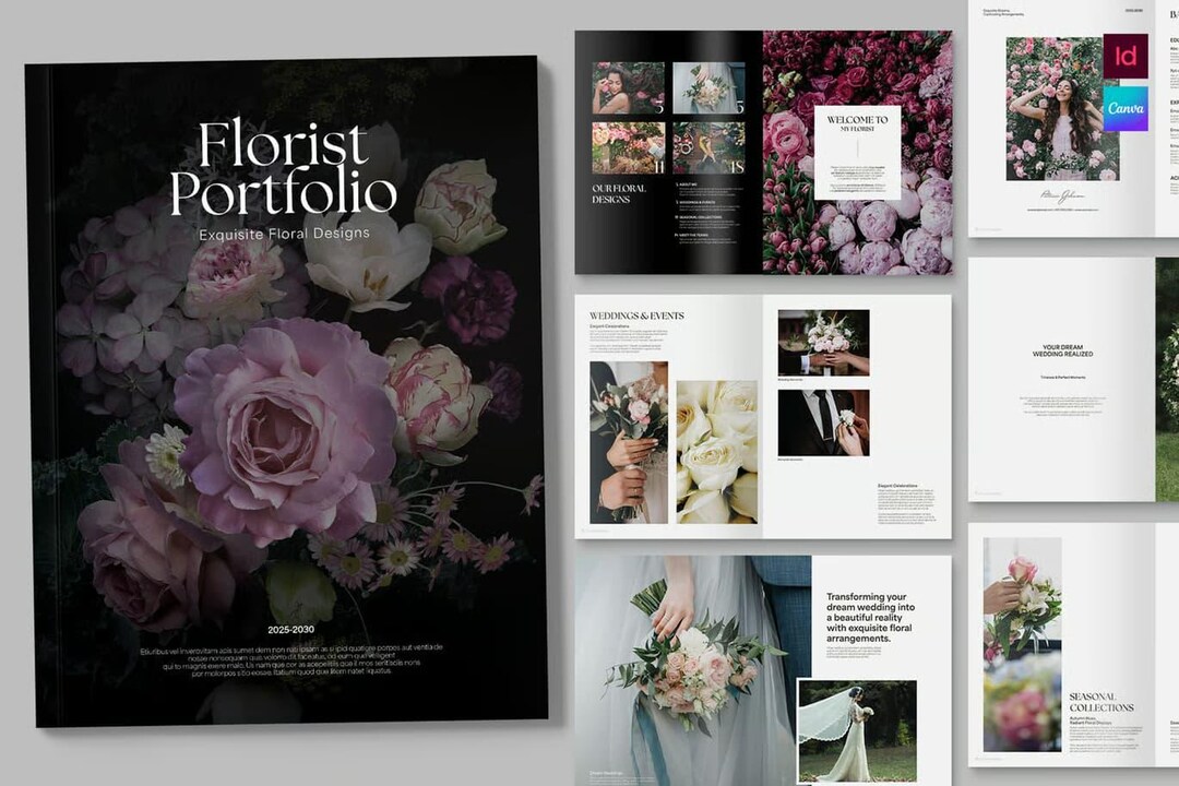 Editable Florist Portfolio Template | Floral Brand Kit & Service Guide ...