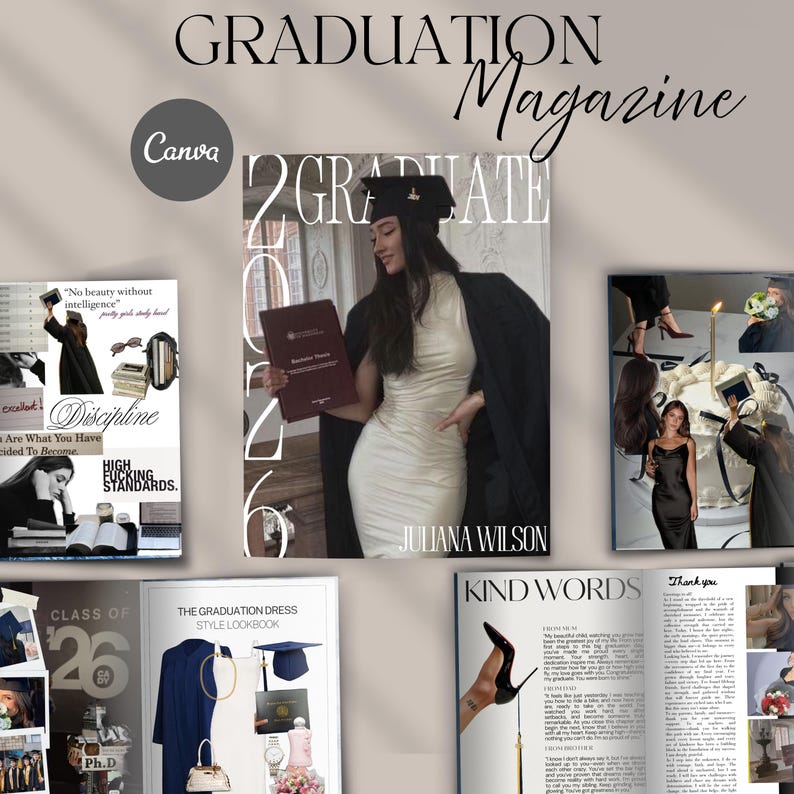 Personalized Graduation Magazine Template DIY Graduation Keepsake Class ...