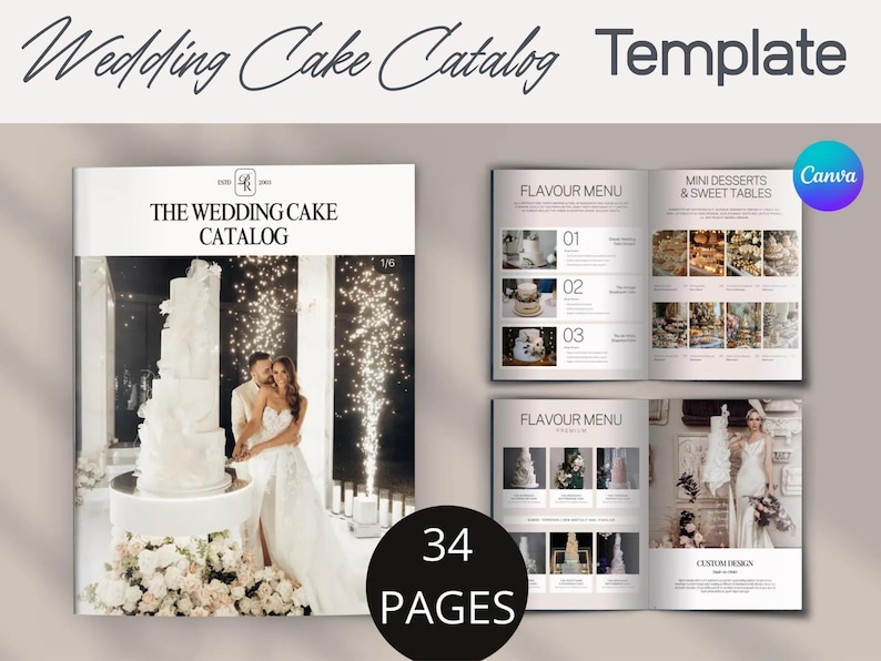Wedding Cake Catalog Template | Custom Cake Magazine & Dessert Table ...