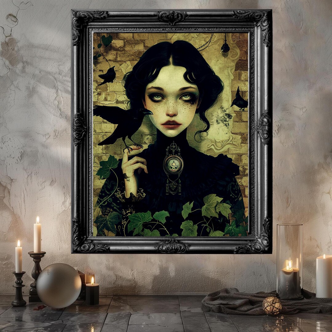 The Watcher – Gothic Wall Art Printable, Dark Feminine Portrait ...
