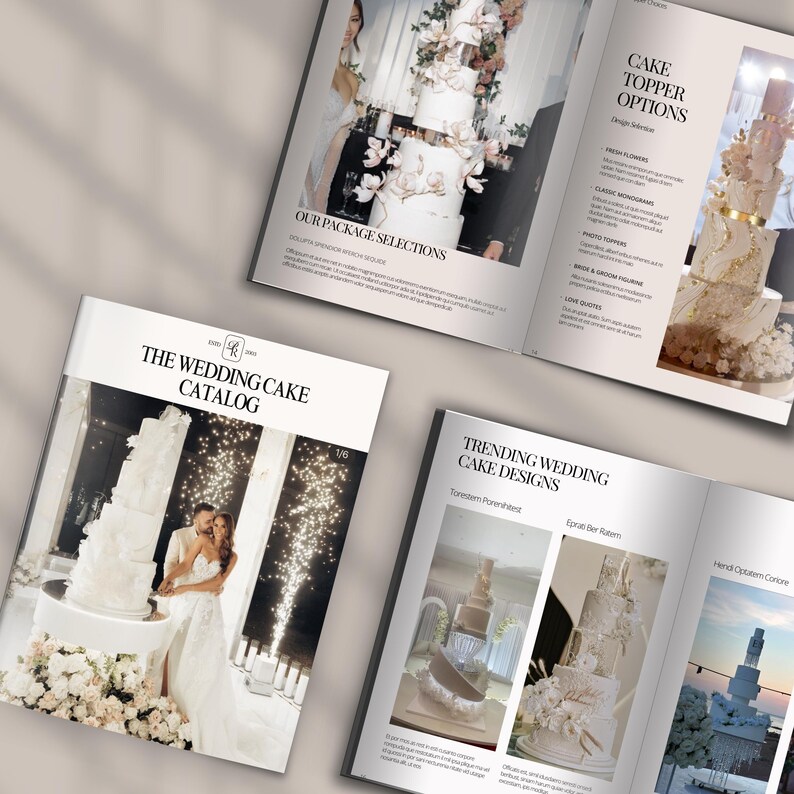 Wedding Cake Catalog Template | Custom Cake Magazine & Dessert Table ...