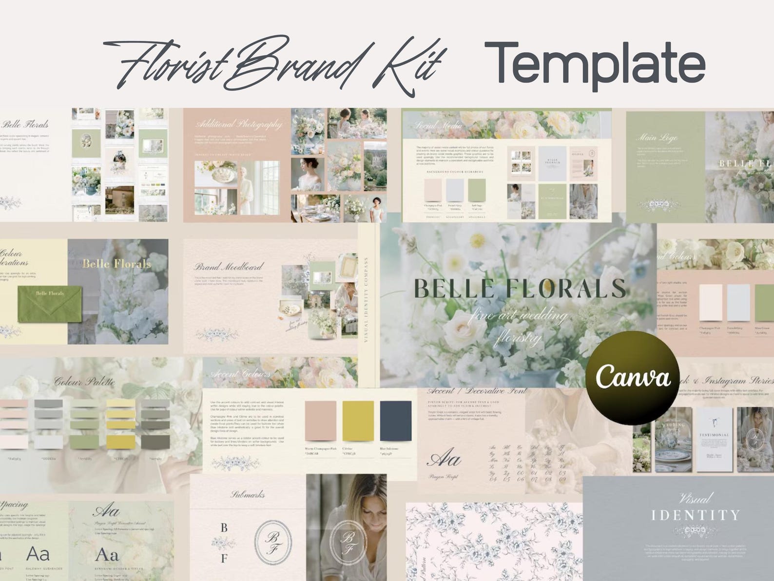 Editable Florist Brand Kit & Moodboard for Wedding Stylists | Canva ...