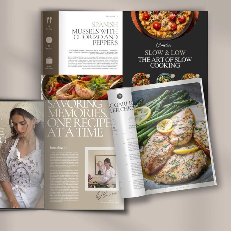 Cookbook Template | Recipe Book Template | Canva Templates | Cook Book ...