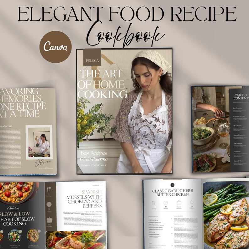 Cookbook Template | Recipe Book Template | Canva Templates | Cook Book ...