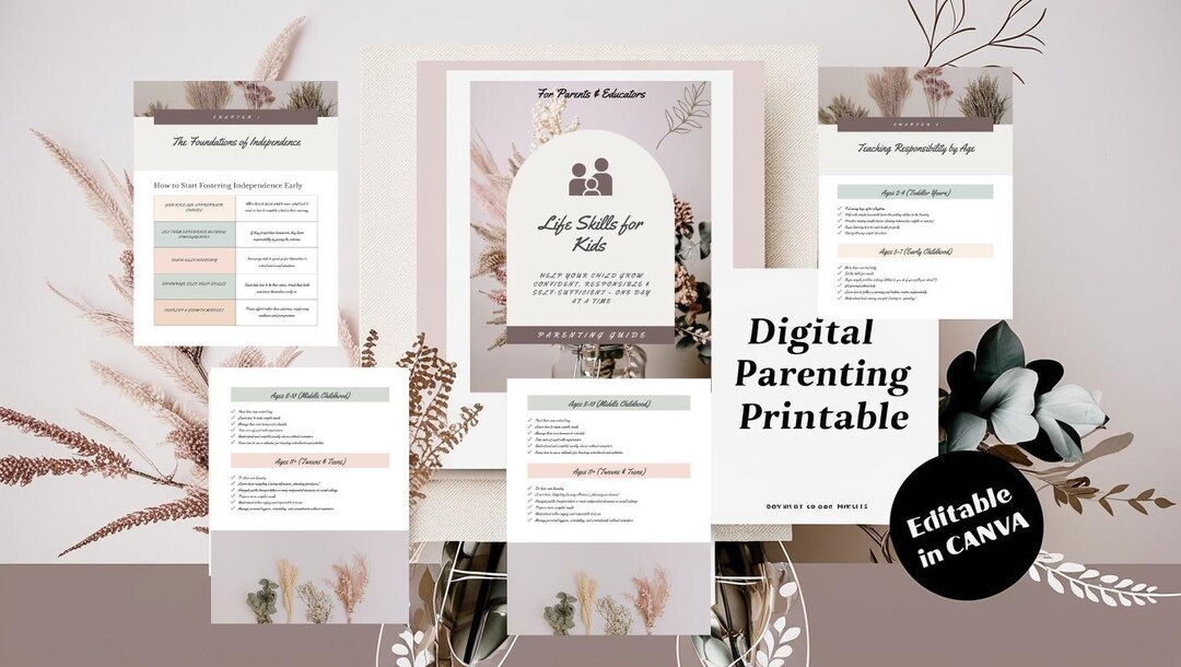 Editable Life Skills Chart for Kids | Canva Parenting Planner | Routine ...