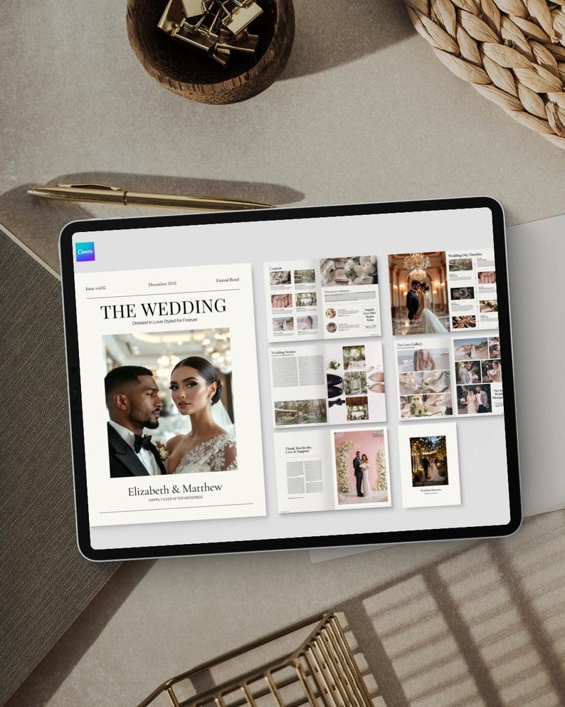 Wedding Magazine Template Customizable Wedding Itinerary Printable ...