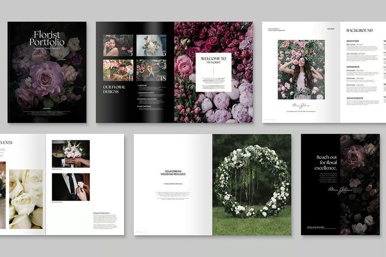 Editable Florist Portfolio Template | Floral Brand Kit & Service Guide ...