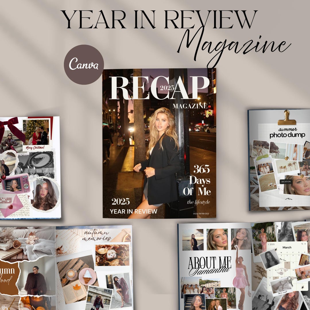 Yearly Recap Magazine Canva 2025 Year Review Recap Journal Editable ...