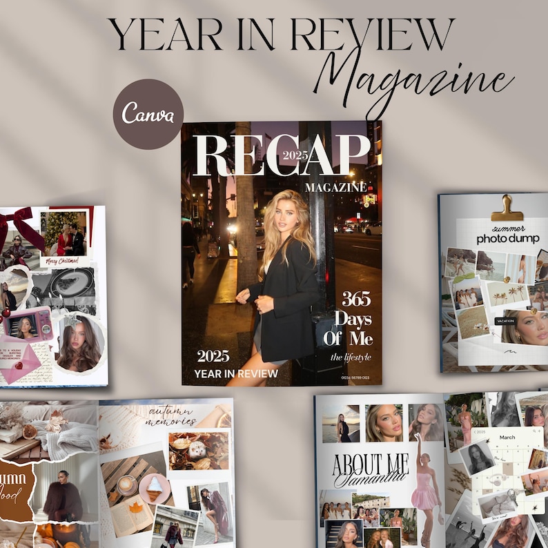 Yearly Recap Magazine Canva 2025 Year Review Recap Journal Editable ...
