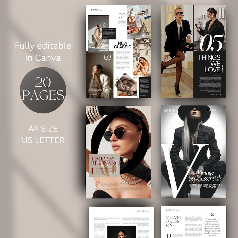 Editable Magazine Template Canva, Fashion Editorial Layout, Modern ...