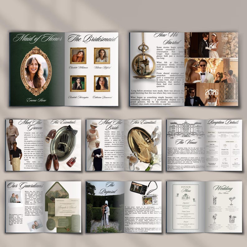 Editable Wedding Magazine Template Canva, Personalized Wedding Keepsake ...