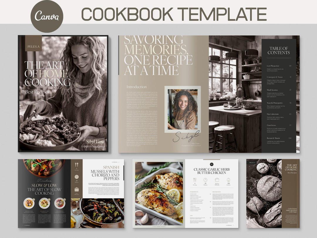 Editable Custom Cookbook Template | Canva Family Recipe Book & Digital ...