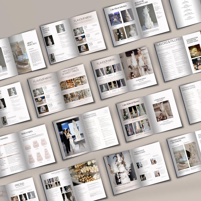 Wedding Cake Catalog Template | Custom Cake Magazine & Dessert Table ...