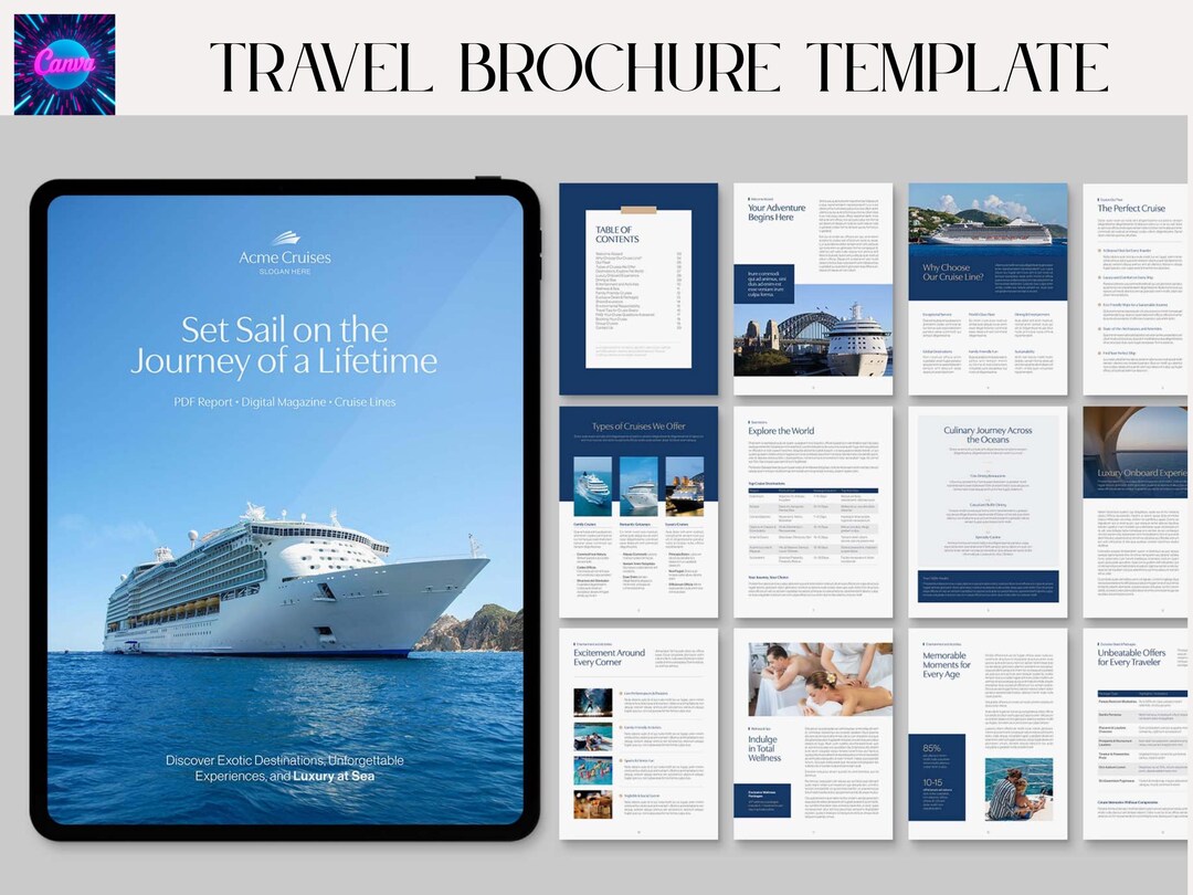 Travel Brochure Template Canva | Cruise Line Digital Magazine ...