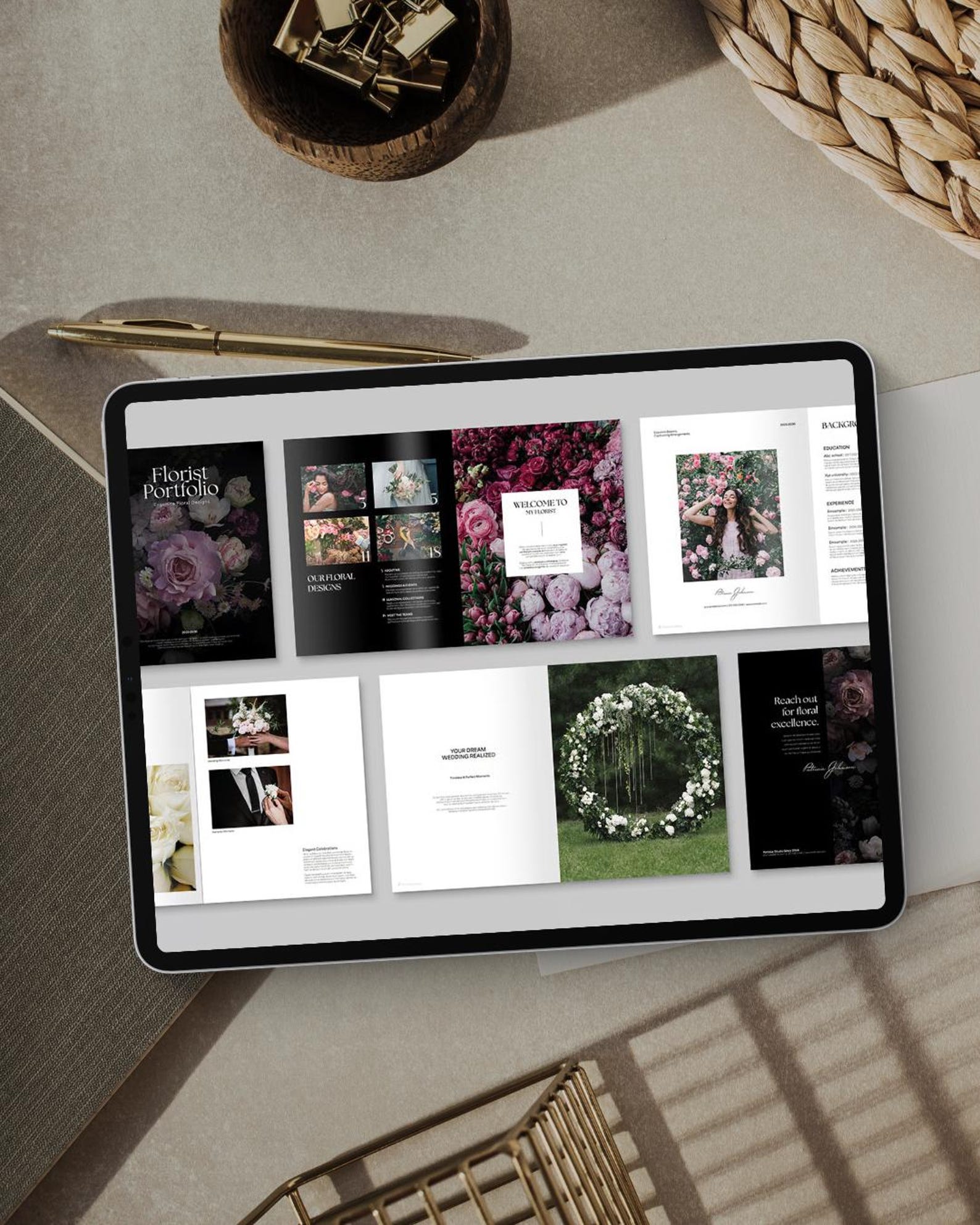Florist Portfolio Template Canva | Editable Wedding Flower Lookbook ...