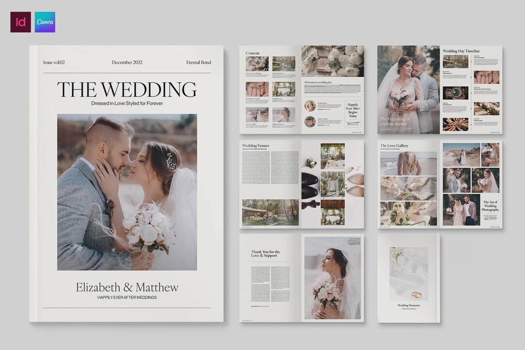 Editable Canva Wedding Program Template: Bride Guide Booklet (A4/A5 ...