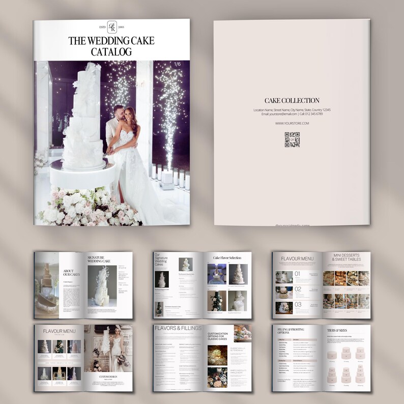 Wedding Cake Catalog Template | Custom Cake Magazine & Dessert Table ...