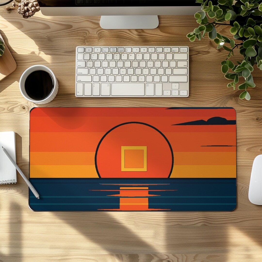 Geometric Desk Mat| Unique Mouse Pad | Sunset Print Desk Mat | Gaming ...