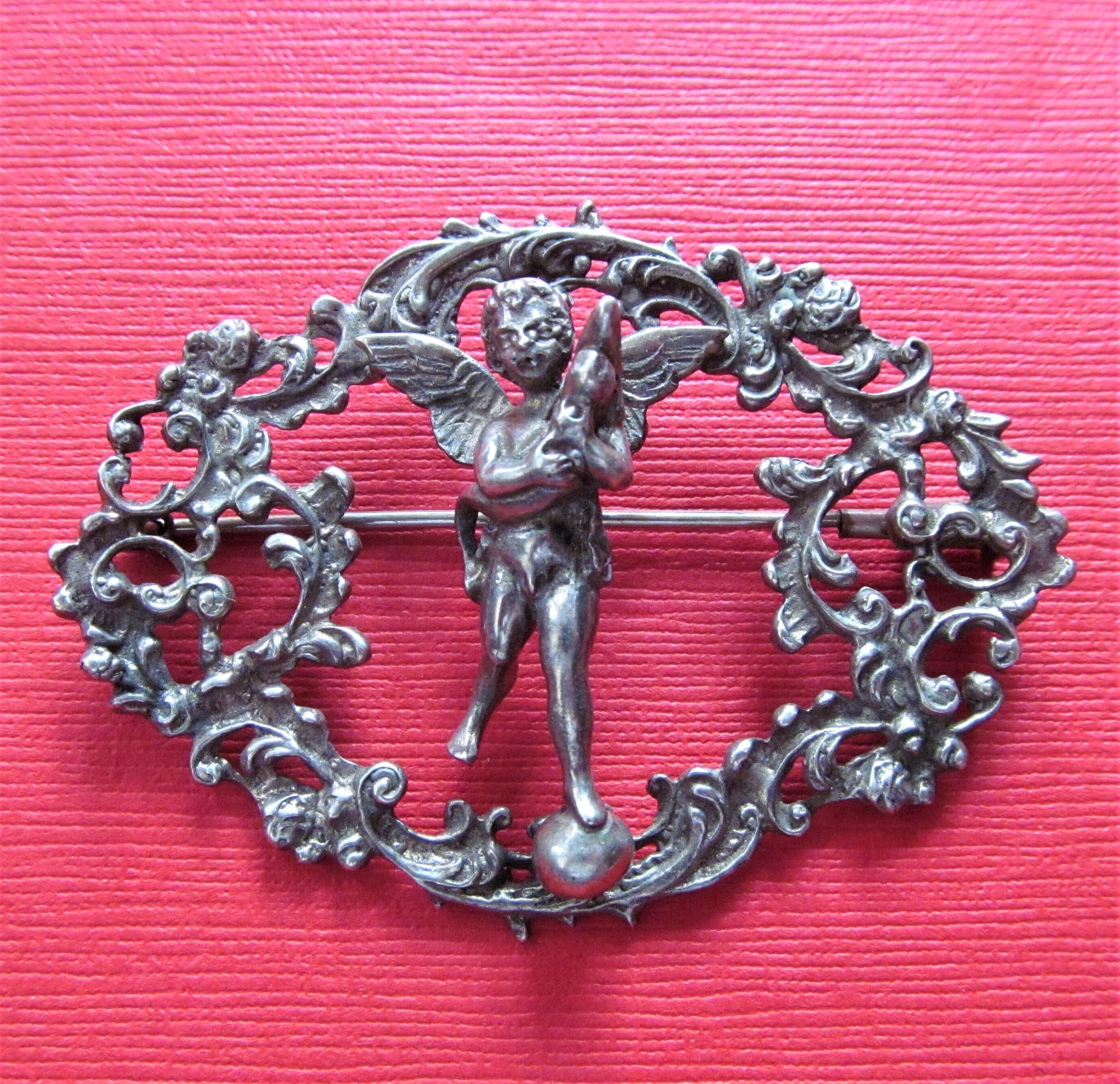 Cupid Antique Angel Brooch Florentine 800 Silver Italian Putti - Etsy