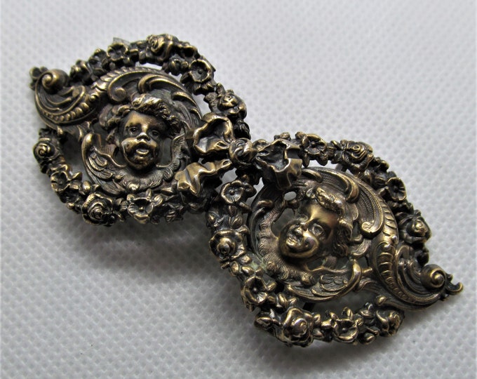 Art Nouveau Belt Buckle William Kerr Sterling Silver Vermeil Cherub and ...