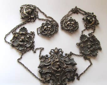 Art Nouveau Belt Buckle William Kerr Sterling Silver Vermeil Cherub and ...