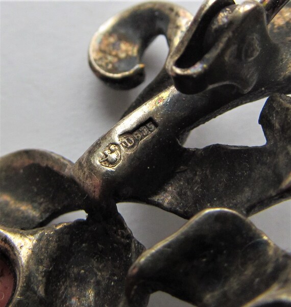 Antique Austrian 835 Silver Marcasite Flower Brooch C… - Gem