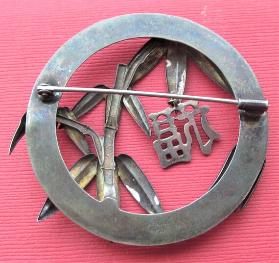 Antique Japanese 950 Sterling Bamboo Brooch Pin Jewel… - Gem