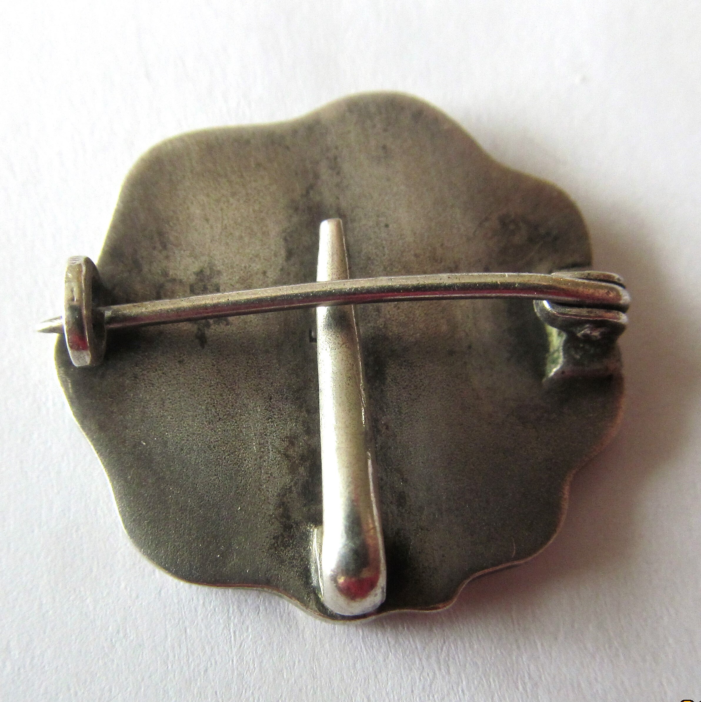 Art Nouveau 900 Silver Girl in A Flower Fob Pin Antique Two Tone Brooch ...